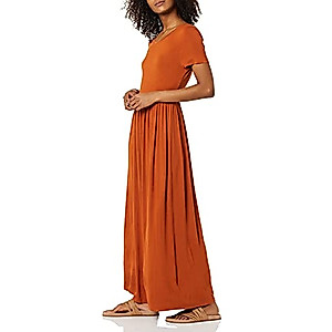 Amazon Essentials Women's Short-Sleeve Waisted Maxi Dress (Available in Plus Size), Terracotta, XX-Large