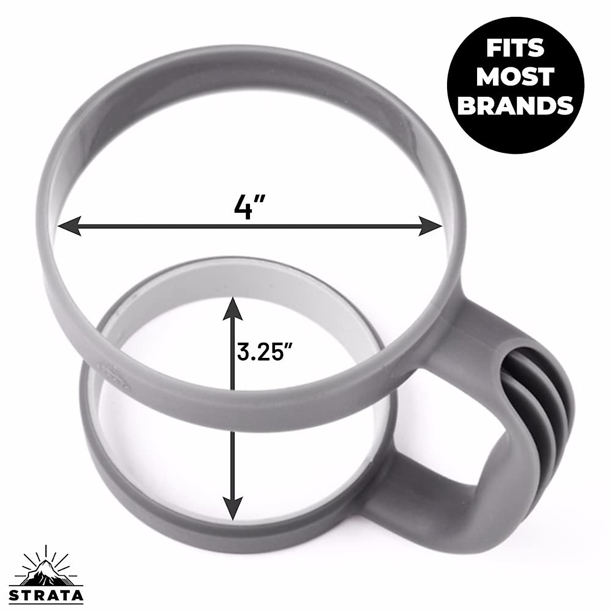 STRATA CUPS 30 oz Tumbler Handle - Available For 30 oz YETI Tumbler, OZARK TRAIL Tumbler, Rambler Tumbler- BPA free (Gray)