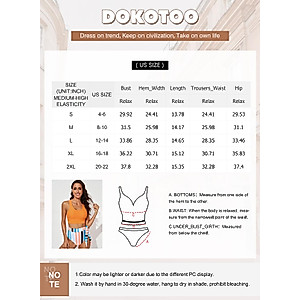Dokotoo Womens 2 Piece Swimsuit Scoop Neck Sleeveless Racerback Tummy Control High Waisted Tie Knot Flattering Bathing Suits Long Lined Floral Bikini Orange Large