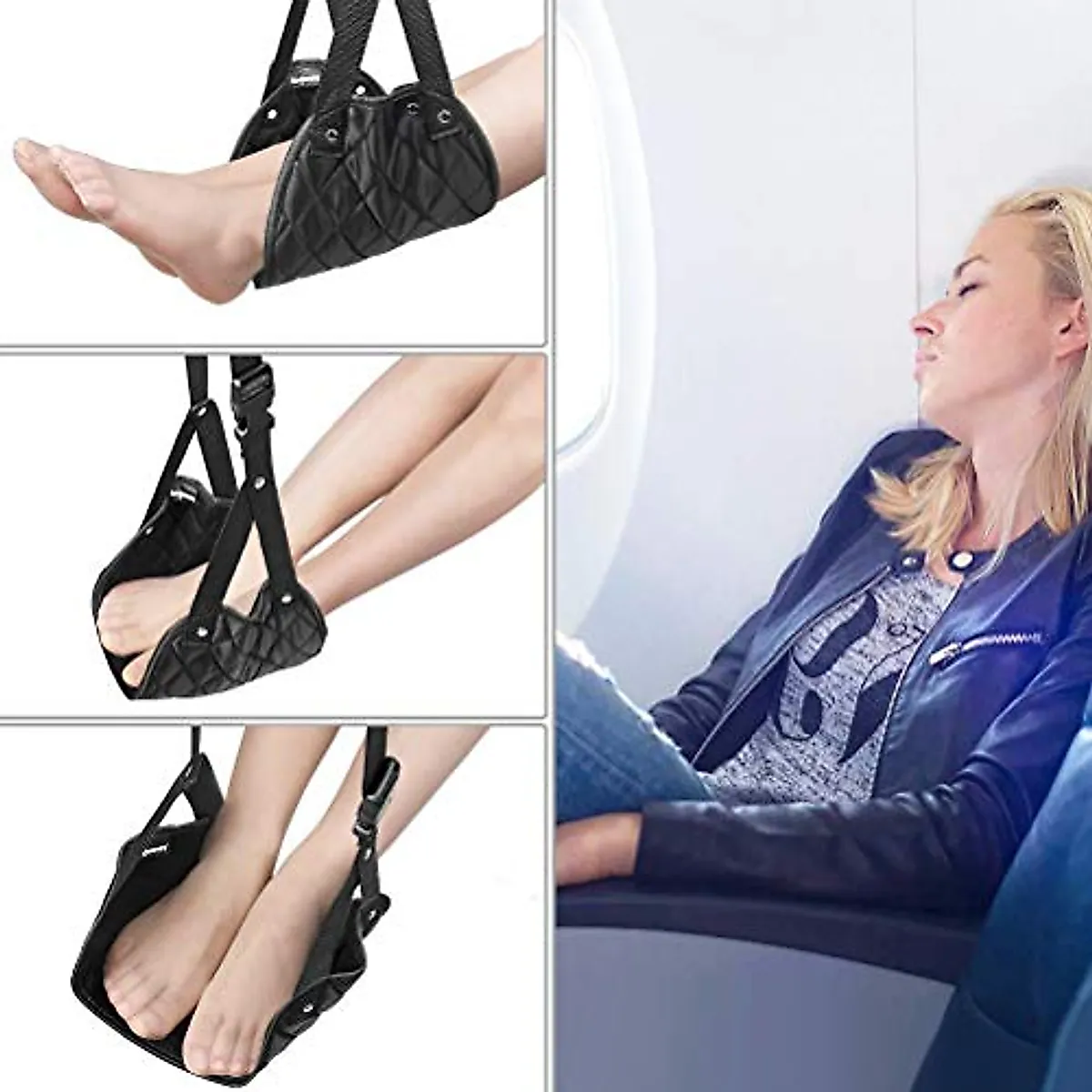 Airplane Footrest (Travel Comfortably) - Airplane Travel Accessories - Portable Travel Foot Hammock for Flight Bus Train Office Home - Reduce Swelling and Soreness by Angemay