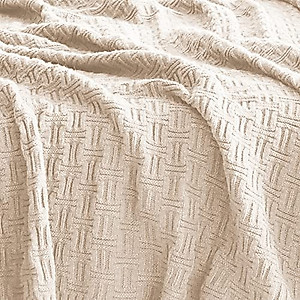 SCISCI Knit Throw Blanket Lightweight for Sofa Bed，Super Soft Warm Double Sided Blanket for Sweater Style，Blanket 50 x 60 Inch，Machine Washable Throw Blankets，Cream White