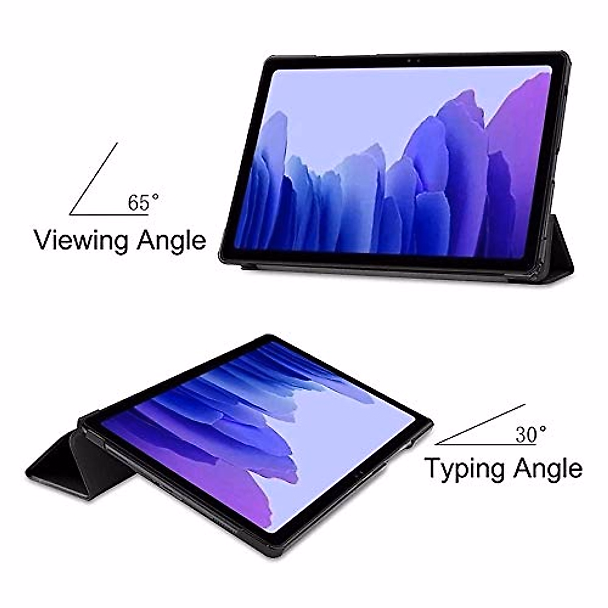 SAMSUNG 2020 Galaxy Tab A7 10.4” Inch 32 GB Wi-Fi Android 10 Touchscreen International Tablet (Silver) Bundle – Slim Trifold Hard Shell Case and 32GB Micro SD Card