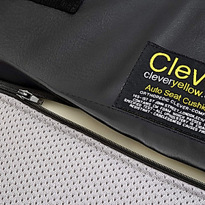 Car Seat Booster Cushion with Strap - Extra Firm for Added Height, Thick 2 Inch Foam Auto Wedge, Coccyx Support for Back, For Drivers, Office Chairs, Wheelchairs, Breathable, Washable Cover