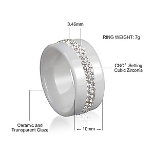10MM Width Two Row Crystal Women Rings Jewelry Smooth Black White Ceramic Rings Made Of Ceramic Material Fashion Wedding Ring
