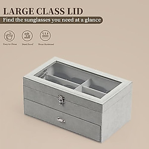 AUTOARK Ice Velvet Clear Lid 12 Piece Eyeglasses Storage and Sunglass Glasses Display Drawer Lockable Case Organizer,AW-163