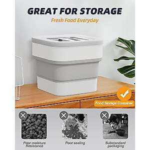 ARUKEE Dog Food Storage Container,15 Lb Dog Food Containers Large Collapsible Grain Storage Bins with Measuring Cup for Cereal Flour Snacks Nuts, Grey