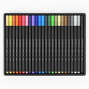 ARTEZA Inkonic Fineliners Pens, Set of 24, 0.4 mm Fine Tip Markers, Water-Based Art Pens for Drawing, Sketching, Journaling, Calligraphy