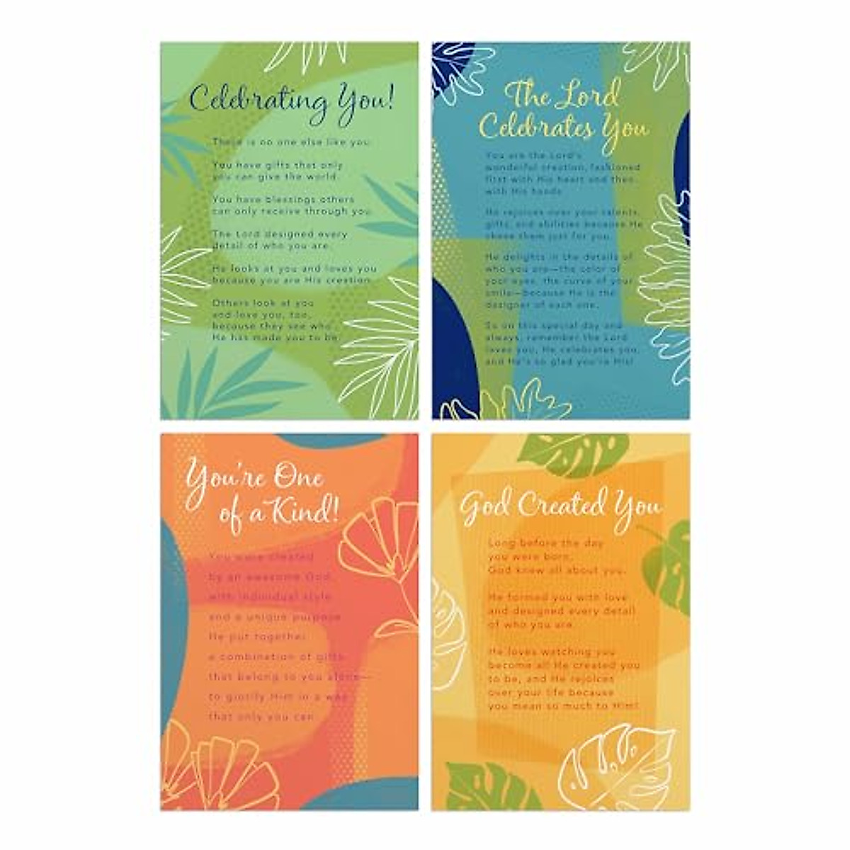 DaySpring - Celebrating You Birthday- King James Version- 4 Design Assortment with Scripture - 12 Geometric Botanical Boxed Cards & Envelopes (J5127)