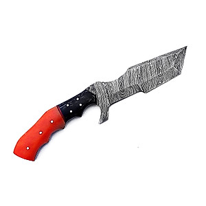 Smart & Sharp Custom Handmade Damascus Steel Hunting Knife/Bowie Knife AA-17129 (Colored Bone and Black Wood)