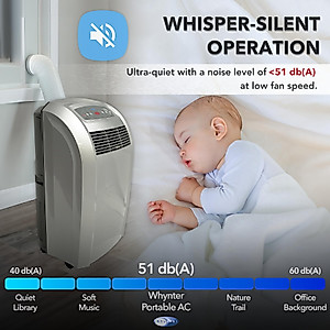 Whynter ARC-12S 12,000 BTU Portable Air Conditioner with Dehumidifier and Fan, Includes Activated Carbon Filter and Storage Bag, Platinum, 400 Sq Ft