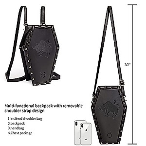 通用 12 Constellation Style Bag Lady Fashion Hand Embroidery Pattern Backpack Steampunk Leather Daypack Outdoor Black Handbags for Women