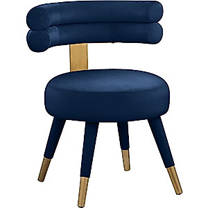 Meridian Furniture Fitzroy Collection Velvet Upholstered Dining Chair with Deep Channel Tufted Back, 24.5" W x 22" D x 29.5" H, Navy