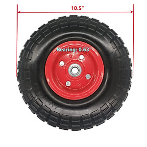 (2 Pack) SEPC 10 inches Flat Free Solid 4.10/3.50-4 inches Tire on Wheel Solid Flat Free for Dolly Handtruck Cart hand truck wheel polyurethane foam tyre with steel rim