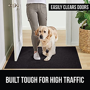 Gorilla Grip Ultra Absorbent Moisture Guard Doormat, Absorbs Up to 1.7 Cups of Water, Stain and Fade Resistant, Spiked Rubber Backing, All Weather Mats Capture Dirt, Indoor Outdoor, 29x17, Black