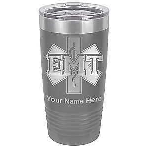 LaserGram 20oz Vacuum Insulated Tumbler Mug, EMT Emergency Medical Technician, Personalized Engraving Included (Gray)