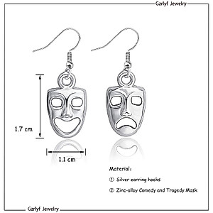 Gzrlyf Comedy and Tragedy Mask Earrings Drop Dangle Earrings Drama Masks Jewelry Theater Gifts (drop dangle earrings)