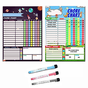 Maidston Enlarged Magnetic Chores Chart for Kids Multiple Behavior at Home Dry Erase Chore with 3 Color Markers Responsibility Reward Adults Family School Supplies