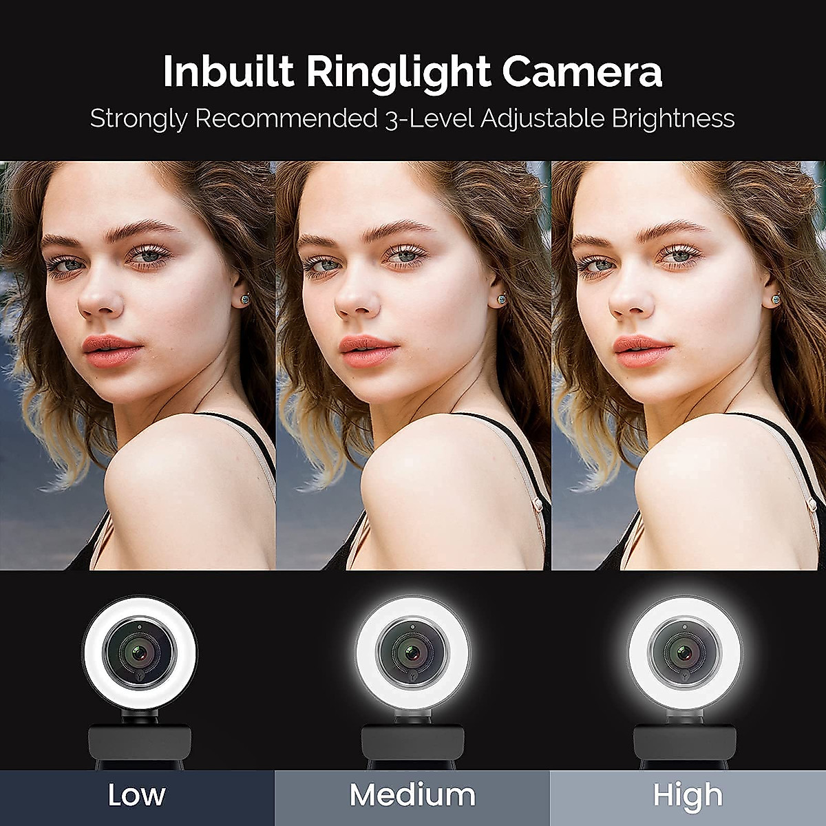 VITADE PC Webcam for Streaming HD 1080P, 960A USB Pro Computer Web Camera Video Cam for Mac Windows Laptop Conferencing Gaming Webcam with Ring Light & Microphone