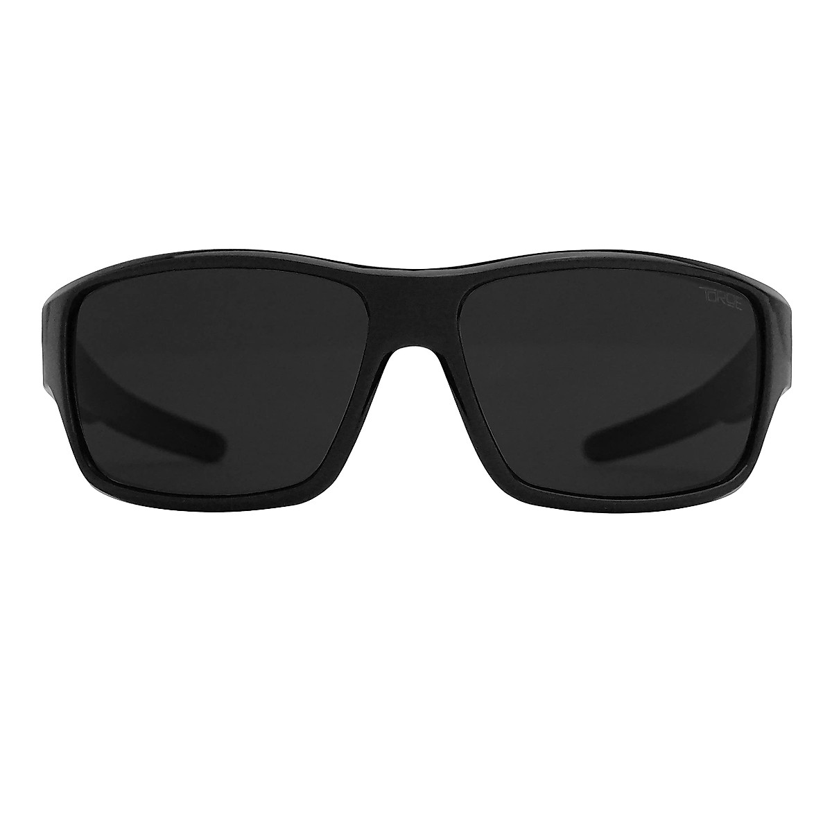 TOROE Eyewear FIELD Wrap Around Sport Sunglasses With Polycarbonate Polarized Lenses, Lightweight TR90 Frame (Gloss Black | White Emblem, Black (C4))