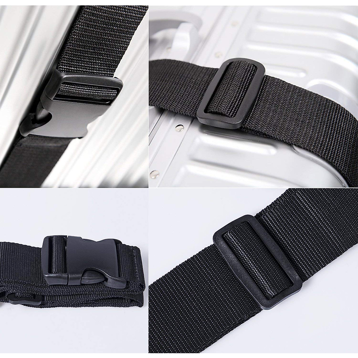Darller 4 PCS 74" x 2" Luggage Straps Suitcase Belts Wide Adjustable Packing Straps Travel Accessories, Black