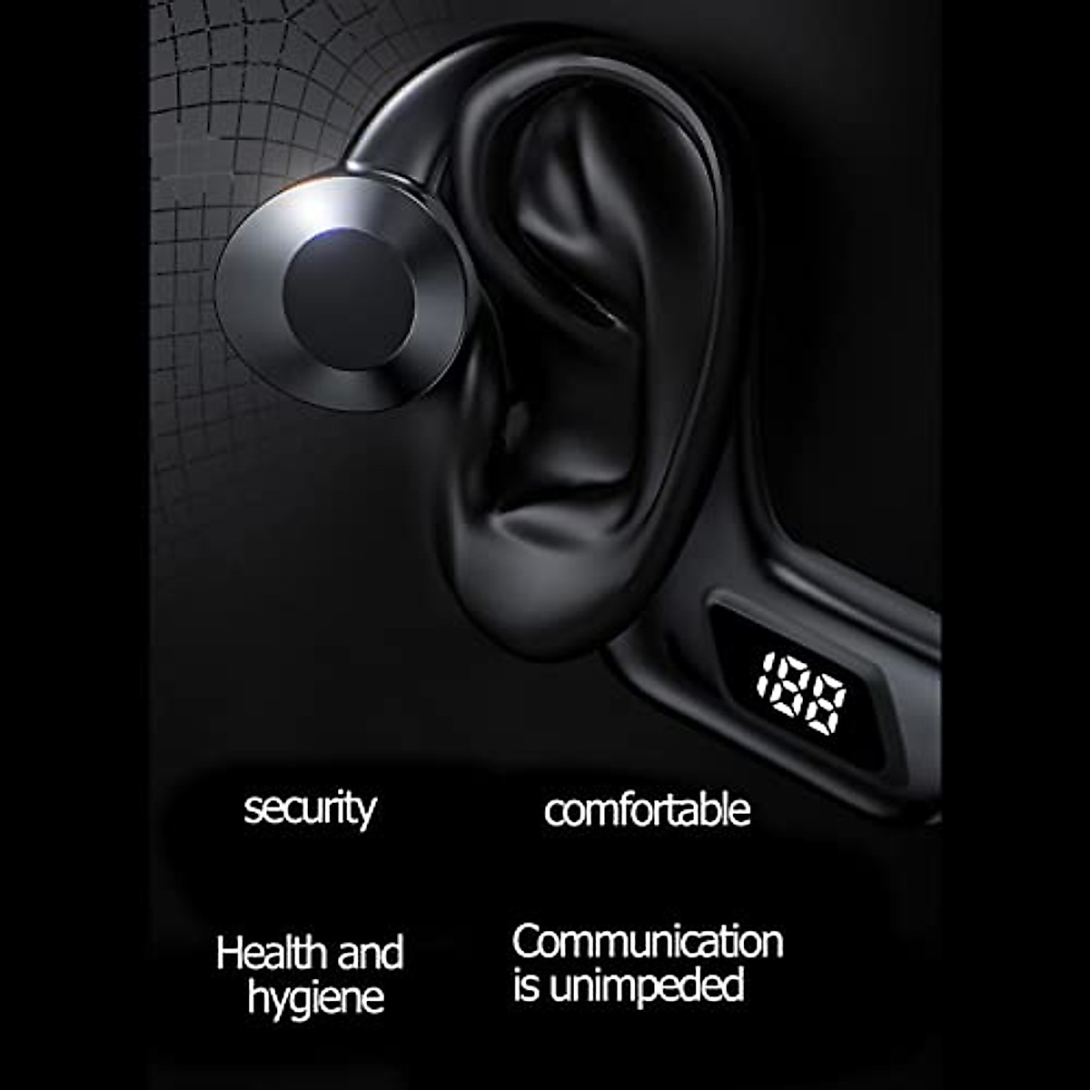 Wireless Bluetooth 5.0 Open Ear Sports Fitness Headphones,Noise Canceling Microphone for Calls,360° Stereo Sound for Running Cycling Driving Fitness (Black)