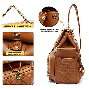 miss fong Diaper Bag Backpack Baby Diaper Bag for baby boy and girls, Leather Baby Bag with 13 diaper bag organizing pouches, Changing Pad, Stroller Straps and 4 Insulated Pockets(Brown)