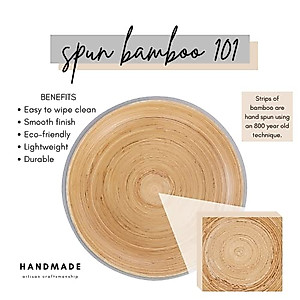 HABITAAS Fruit Bowl For Kitchen Counter, Decorative Bowl, Large Serving Bowl Or Fruit Basket For Kitchen Spun Bamboo (Gray)