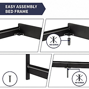 ZAFLY Platform LED Bed Frame Queen Size,Upholstered Queen Bed Frame with Adjustable Headboard,Queen Size Bed with RGB LED Strip Light,Wooden Slats Support,No Box Spring Needed,Easy Assembly,Black