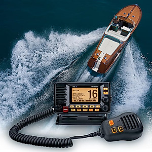 Uniden UM725GBTBK Marine VHF Radio, All USA, Canada, and Intl. Marine Channels, 1Watt/25Watt Transmit Power, Largest LCD Screen in Class, NOAA Weather Channels, Speaker Mic, Built-in GPS & Bluetooth.