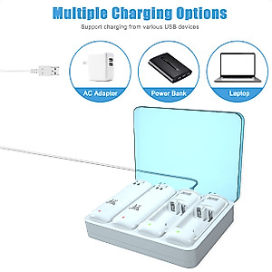 Battery Charger for Wii Remote Controller Battery, 4Pcs 2800mAh Rechargeable Battery Packs Compatible with Wii Controller