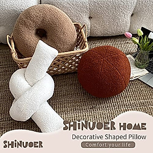SHINUOER White Ball Pillow Decorative Round Throw Pillows,11.8" Boucle Ball Pillow Sphere Shaped Pillow Plush Cushion Round Decorative Pillow for Couch,Sofa,Bedroom