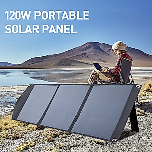 LytinRoop 120W Portable Solar Panel for Power Station, USB C/DC/QC 3.0 Solar Charger for Phones,IP65 Waterproof Portable Foldable Solar Panel, for Outdoors Camping Road Trip…