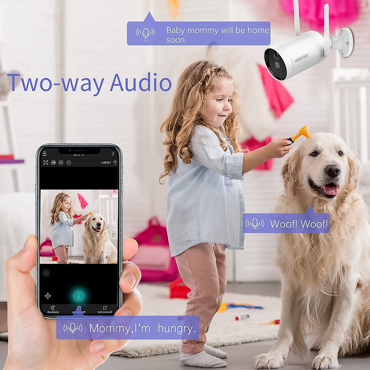 《 Two-Way Audio & Truly Wireles》 Outdoor Solar Powered Rechargeable Battery Camera, Surveillance WiFi Camera with Solar Panel, Security Home IP Camera, PIR Motion Detection, Waterproof, Night Vision