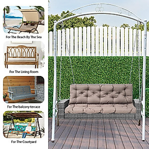 JKCJM Swing Replacement Cushions 5" Thick Waterproof Porch Swing Cushions 2-3 Seater Outdoor Swing Cushions for Outdoor Furniture,Khaki-60x40in(150x100cm)