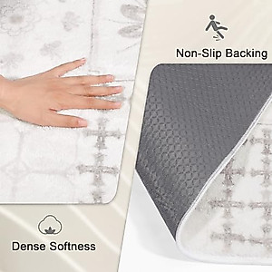 YUNHECHUHAI Natural Collection Area Rug, Thickened with Silicone-Backed Non-Slip Design, Odor-Free, Non-Shedding, Easy to Maintain. Ideal for Living, Dining, Bedroom(Geometry - Gray/White, 4x6ft)