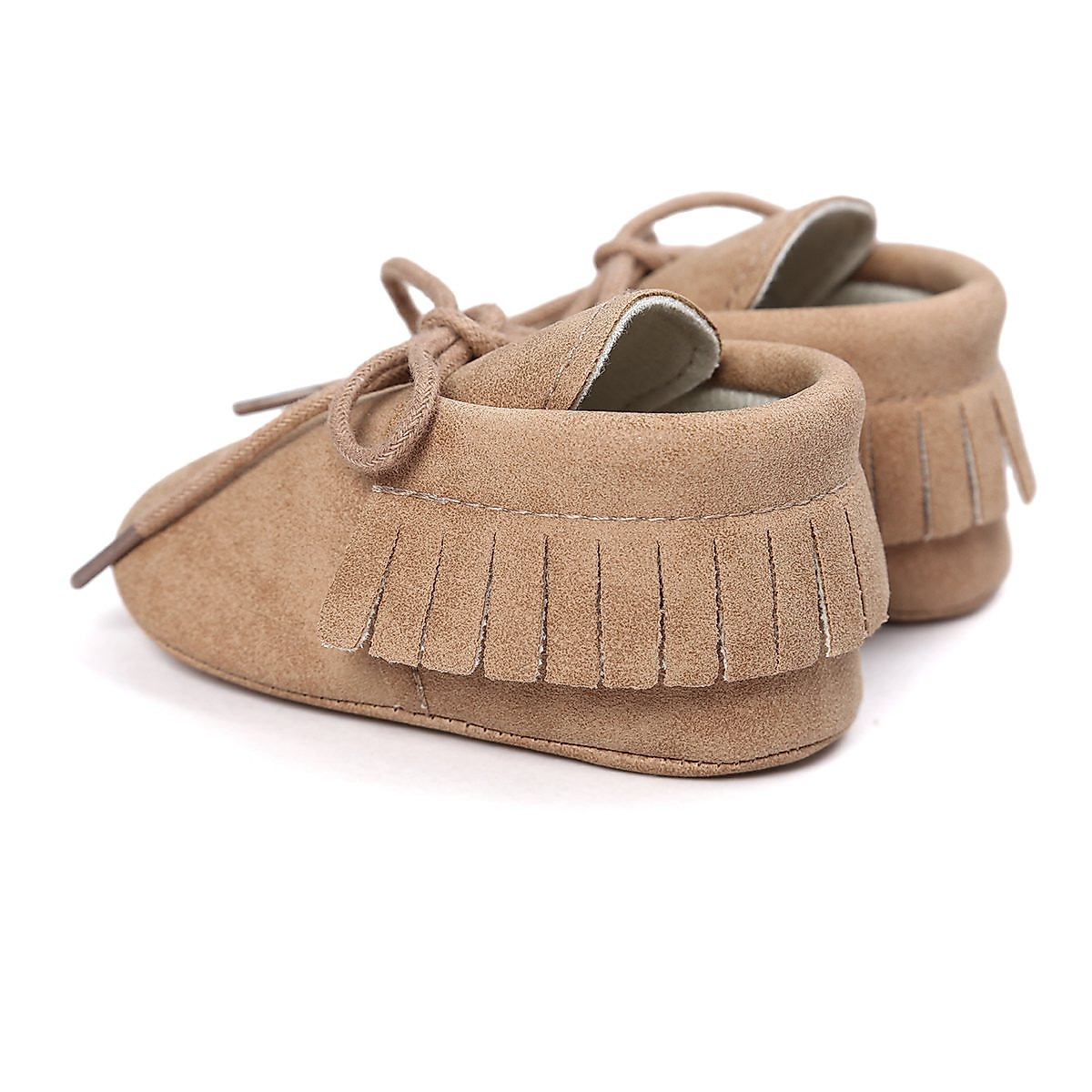 RVROVIC Baby Boys Girls Moccasins Soft Sole Tassels Prewalker Anti-Slip Shoes (S:0~6 Months, PU Khaki)
