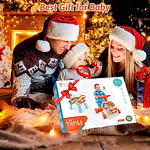 Baby Walker for 1 Year Old Boys Girls, Sit to Stand Learning Walker with Kids Early Active Center & Removable Play Panel, Toddler Push Walking Toy for 9 12 18 Months Christmas Birthday Gift