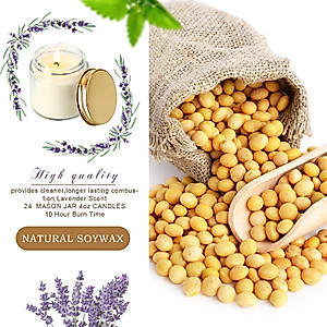 Lounsweer 24 Pcs Bulk Candles Mini Mason Jar Candles 4oz Small Scented Wedding Favors Gifts Lavender Wax Stress Relief Aromatherapy Candles for Christmas Birthday Baby Shower Party Favors(Gold)