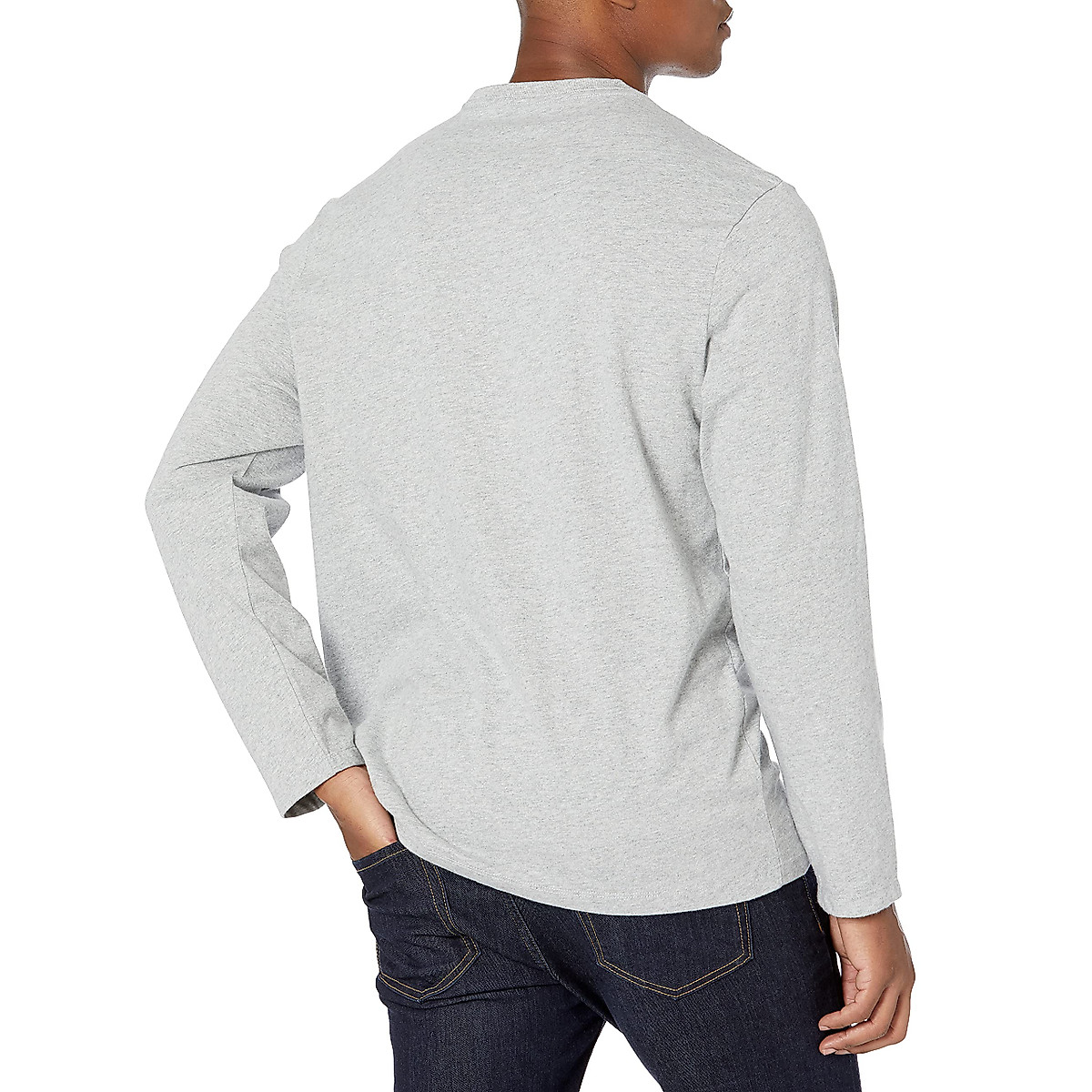Amazon Essentials Men's Regular-Fit Long-Sleeve T-Shirt, Light Grey Heather, Large