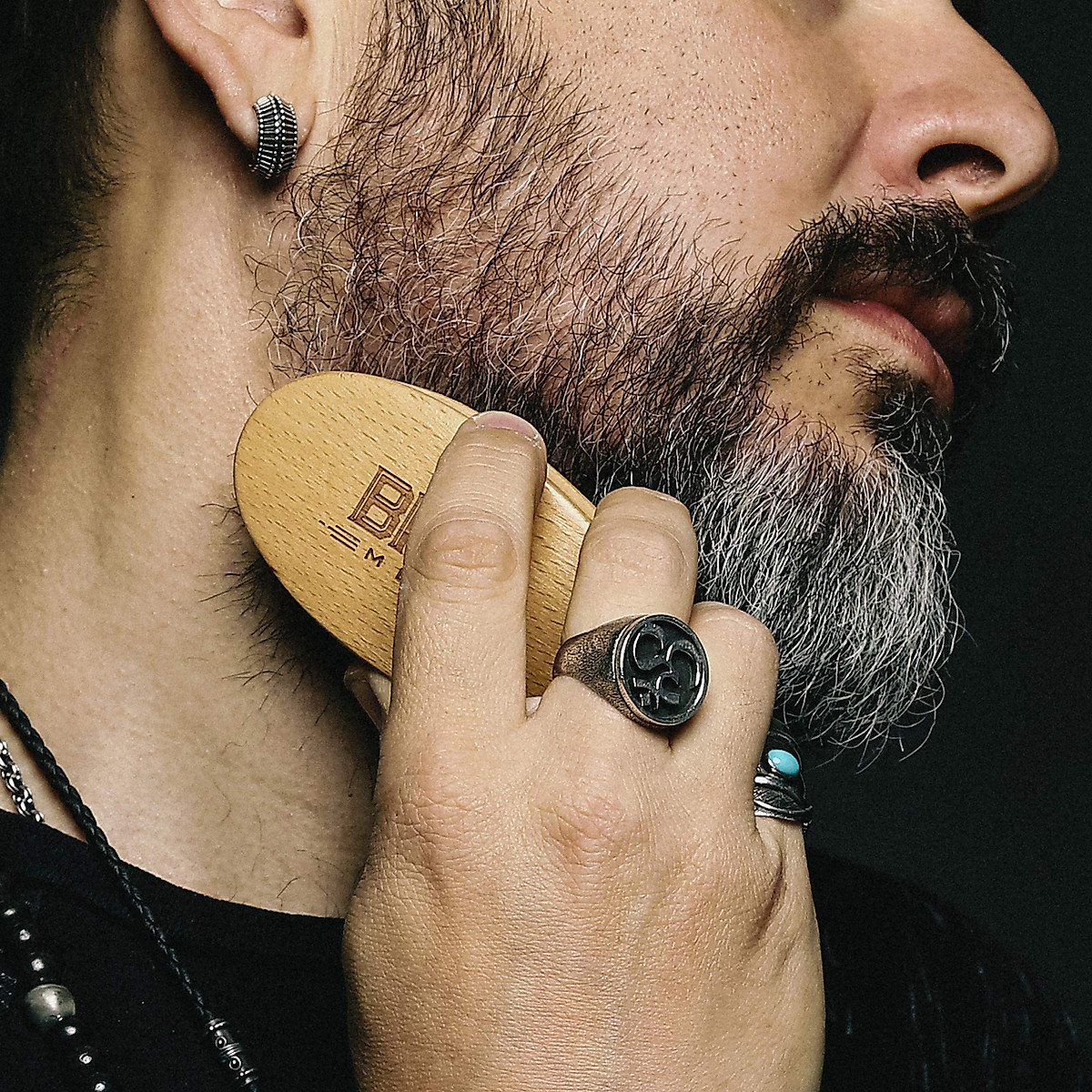 25+ Years, BRV MEN Natural Firm Boar Bristles Beard Brush. The Ideal Gift For Men (Beechwood)