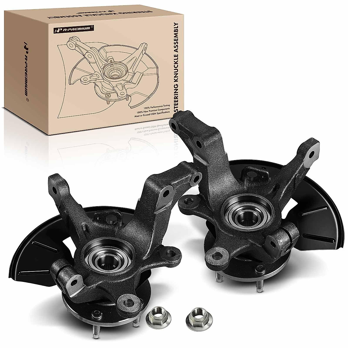A-Premium 2 x Front Steering Knuckle & Wheel Bearing Hub Assembly Compatible with Ford Escape 05-12, Mazda Tribute 05-06/08-11, Mercury Mariner 05-11, w/5-Lug, Replace # 5L8Z3K185BA, 5L8Z3K186BA