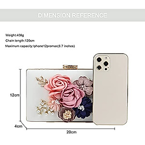 Lanpet Women's Evening Bag for Women, Flower Wedding Evening Purse Bride Floral Clutch Bag Beaded Evening Handbag