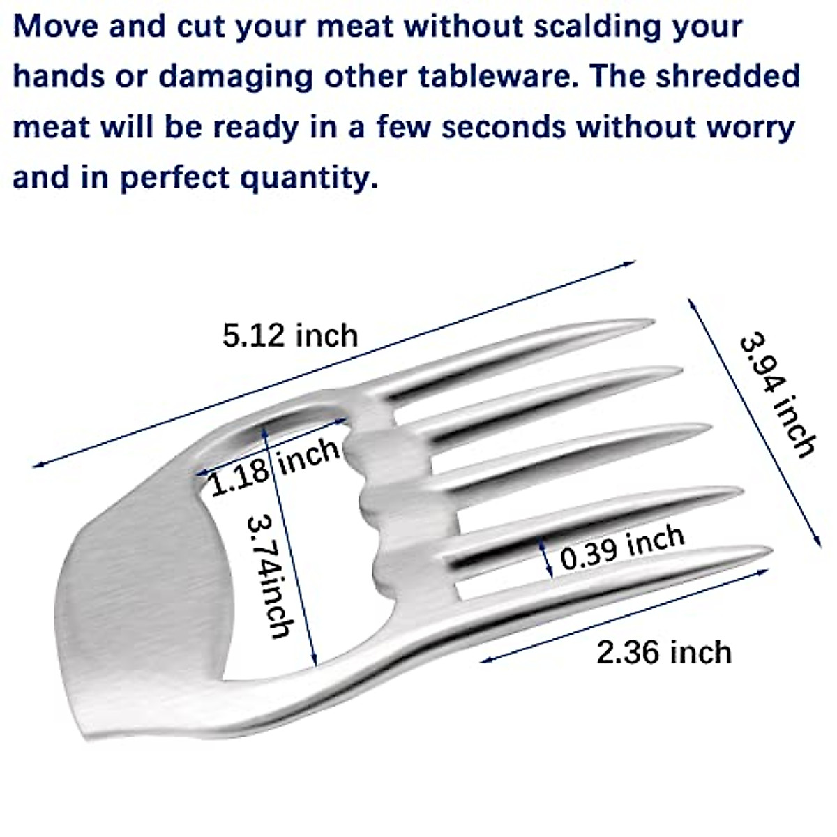 Stainless Steel Meat Claws Shredding & Heavy Duty Meat Shredder Tool - Meat Shredder Claws BBQ Tool for Shredding Meat, for Shredding Pulled Pork, Chicken, Beef, Turkey (Silver)