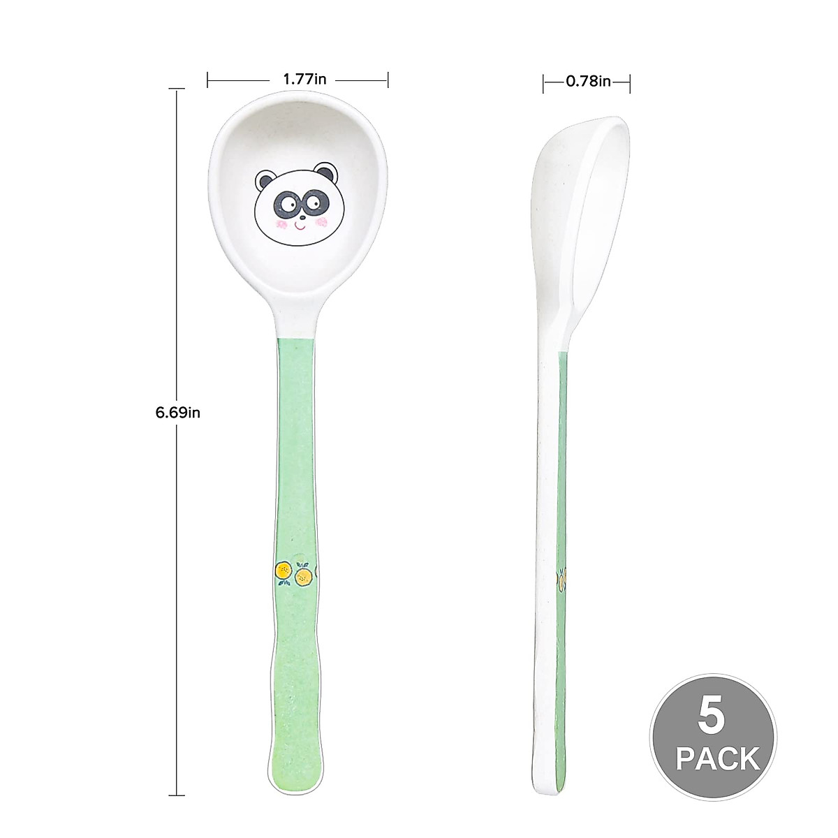 Shopwithgreen 5 PCS Bamboo Adult Utensils Spoons Set, Children Spoons Flatware Cutlery Set, BPA Free | Dishwasher Safe, Child and Kids Feeding for Dinner, Dessert