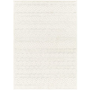 Mark&Day Washable Area Rugs, 5x7 Cedar Falls Bohemian/Global Cream Washable Area Rug, Beige / White Carpet for Living Room, Bedroom or Kitchen (5' x 7'2", Machine Washable )