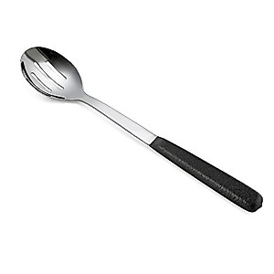 New Star Foodservice 52169 Hollow Cool Touch Coating Handle Slotted Serving Spoon, 12", Silver