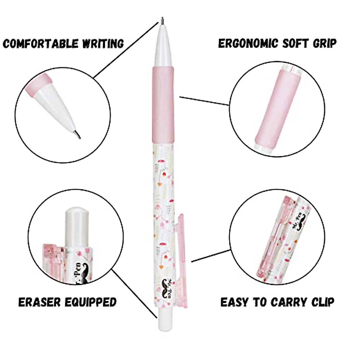 Mr. Pen- Cute 0.7mm, 16 pcs, Mechanical Pencil for Girls with Lead and Eraser for Kids, Fancy Pencils