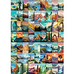 National Parks Puzzle for Adults 1000 Pieces, Travel Poster Landscape Puzzle Including Zion Yellowstone Yosemite, Nature Jigsaw Puzzles Scenery Mountain Scene