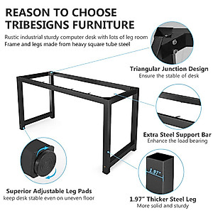 Tribesigns Modern Simple Computer Desk, 47 inch Vintage Office Desk Computer Table, Study Writing Study Desk Workstation for Home Office, Rustic Brown