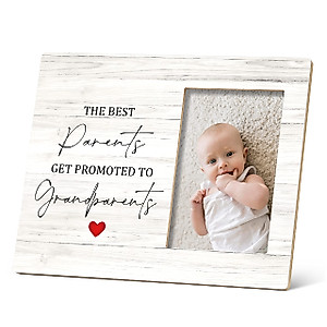 SRADMO Grandparents Picture Frames,Grandkids Photo Frame,The Best Parents Get Promoted To Grandparents Picture Frame,Baby Grandpa Grandma Photo Frame 8x10,Grandparents Baby Announcement Gifts（White-2）